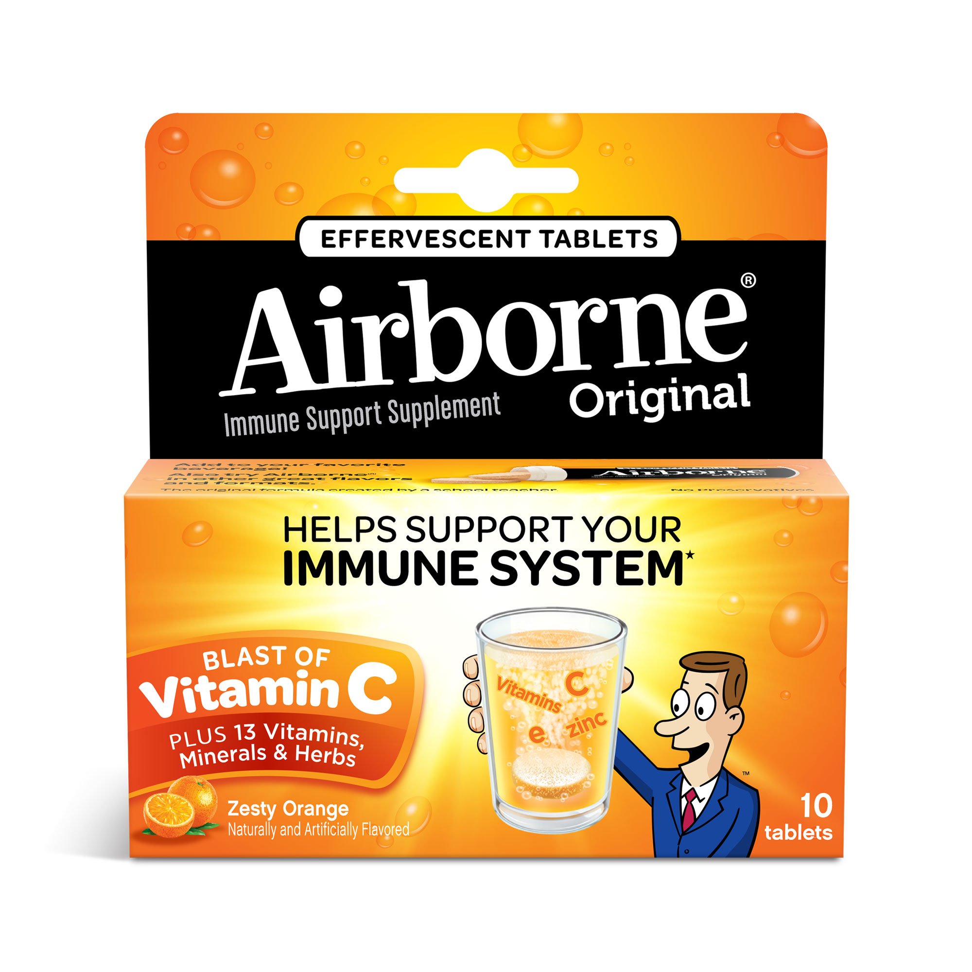Airborne Effervescent Health Formula Tablets Orange 10 Count EXP 03/ ...