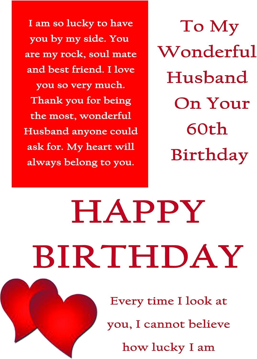 Husband 60th Birthday Card With Removable Laminate Amazon co uk 