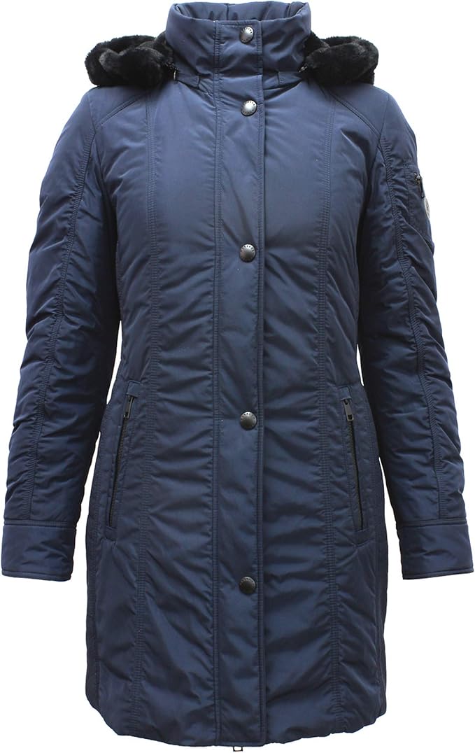 BARBARA LEBEK Women's Winter Jacket with Faux Fur - Blue - 16: Amazon ...