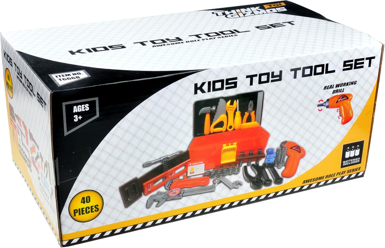 Think Gizmos Kids Tool Set – Fun Tool Box Set For Kids – 40 Pretend ...