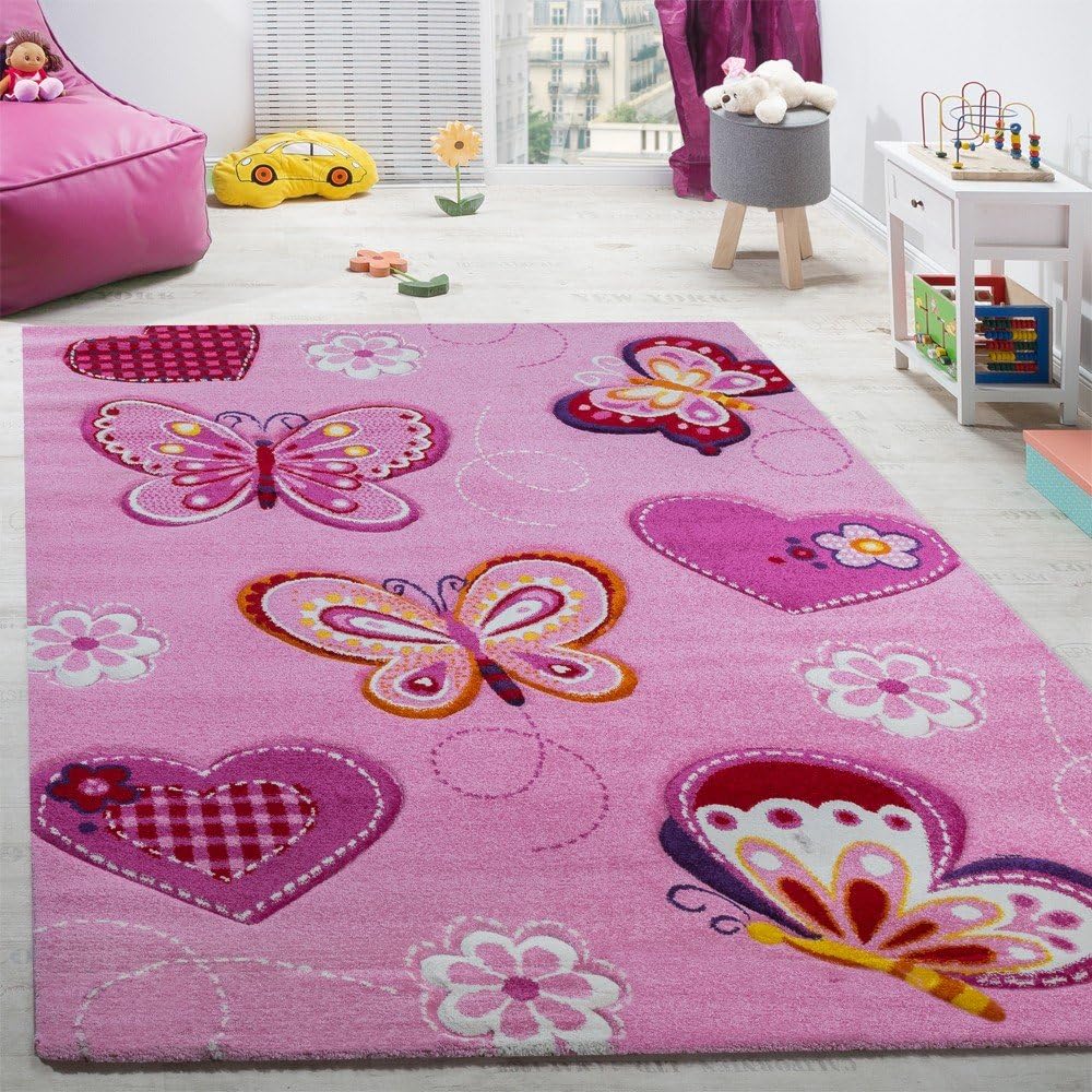 Paco Home Child's bedroom rug children's rug with butterfly motif ...