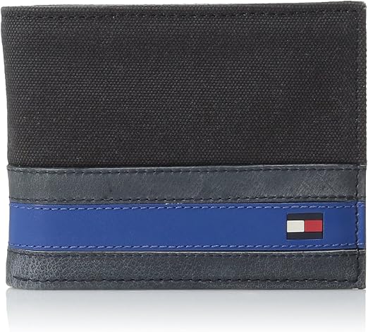 Tommy Hilfiger Men's Leather Passcase Wallet, Exeter Black, One Size at ...