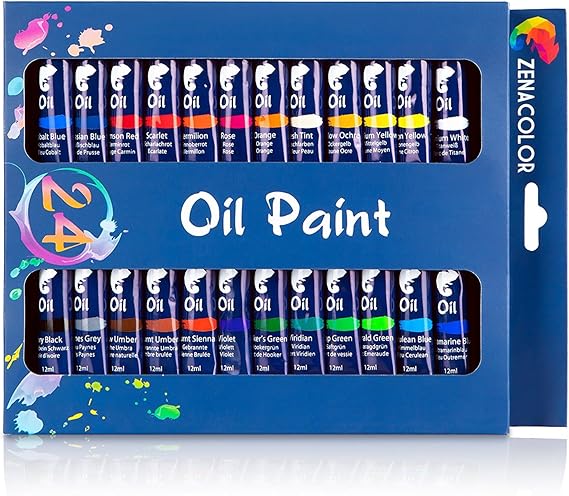 24 Tubos de Pinturas Oleo por Zenacolor - Kit de Pinturas al Oleo de ...