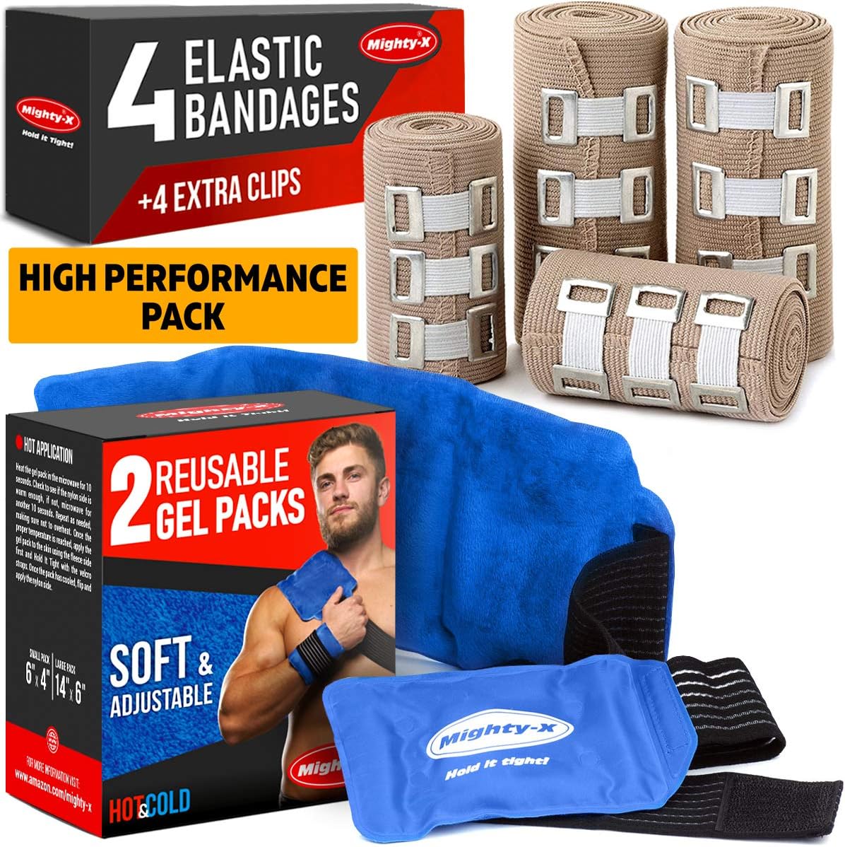 Amazon.com: Premium Elastic Bandage Wrap and Hot & Cold Packs for ...
