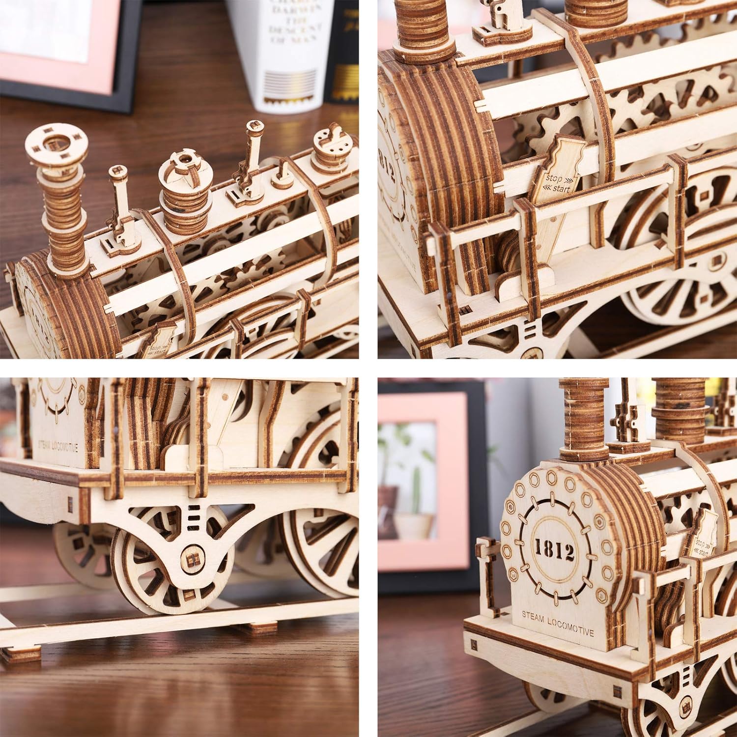 Cuteefun 3D Wooden Steam Locomotive Train Model Kit to Build 3D ...