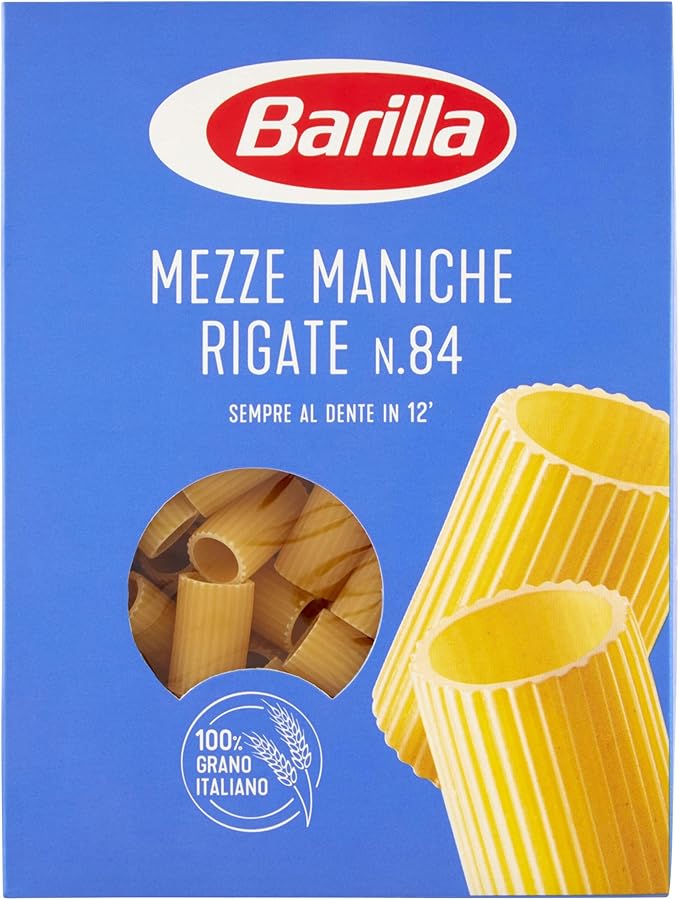 Barilla Pasta Mezze Maniche Rigate, Pasta Corta di Semola di Grano Duro ...