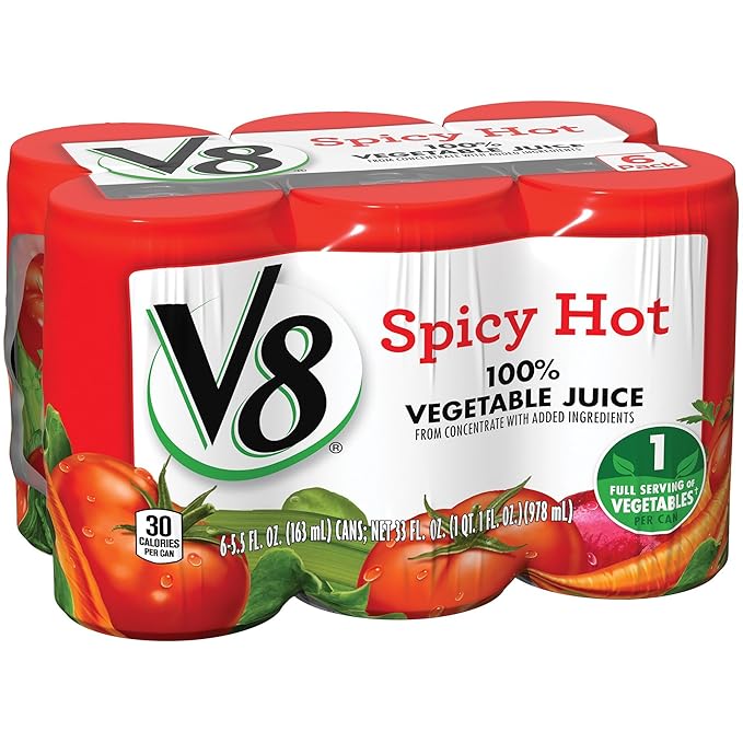 Amazon.com : V8 Spicy Hot 100% Vegetable Juice 5.5oz (Pack of 24 ...