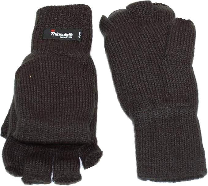 GIZZY® Men's Thinsulate Fingerless Gloves, Shooter Mitts with Mitten ...