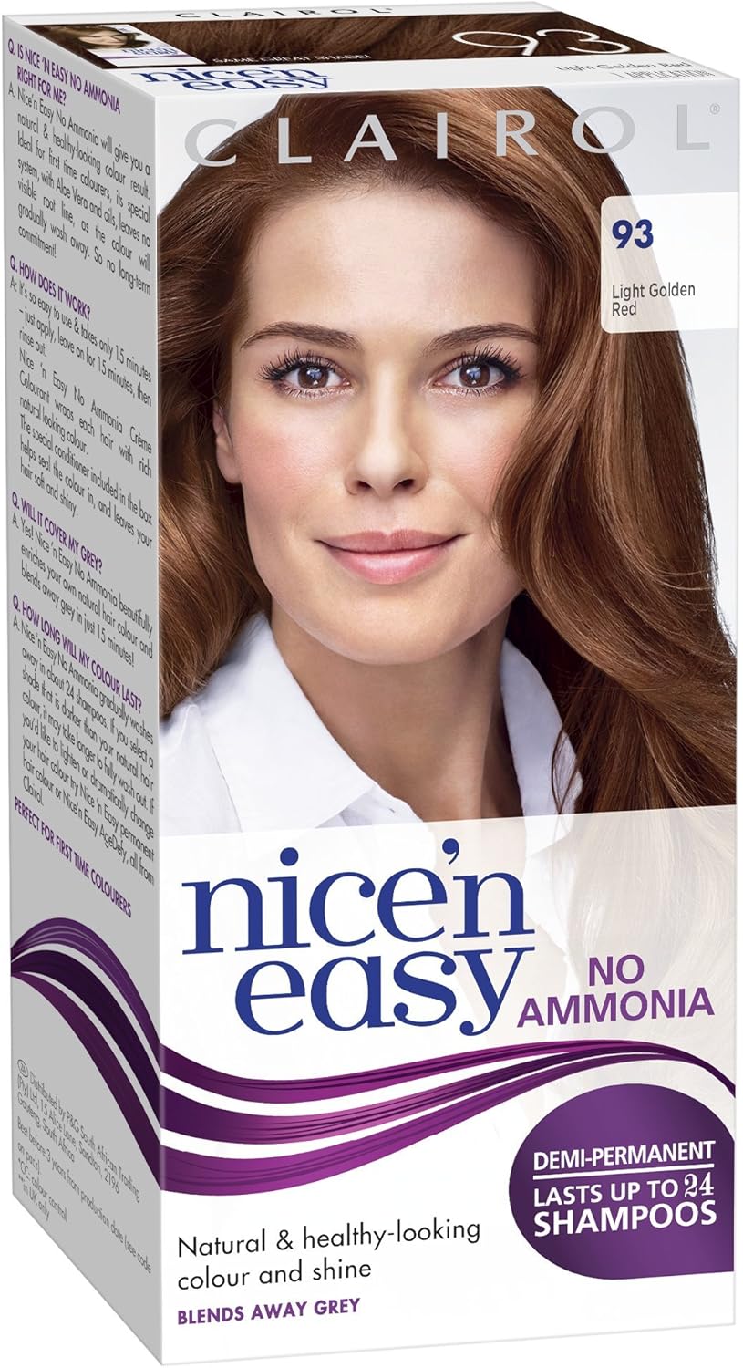 Clairol Nice’n Easy Semi-Permanent Hair Dye No Ammonia 93 Light Golden Red – BigaMart