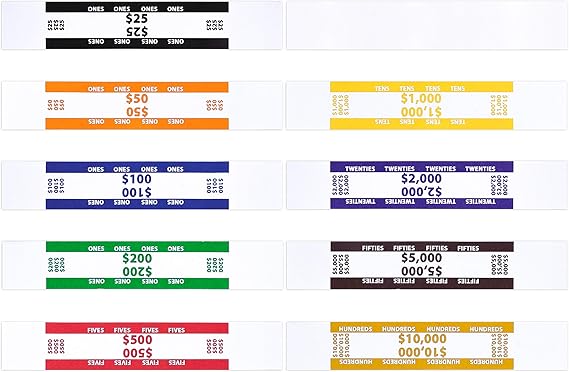 Money Bands - 400 Pack Currency Straps - Vibrant Colors Coded Bank ...