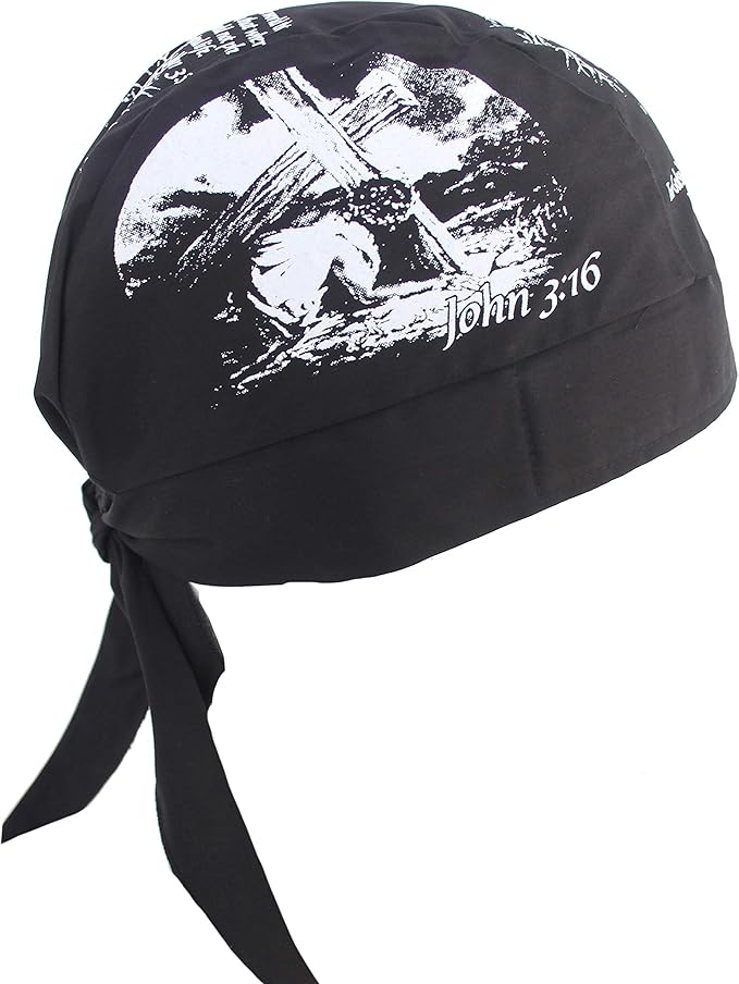 Amazon.com: Black John 3:16 Christian Jesus Skull Cap Hat Bandana with ...