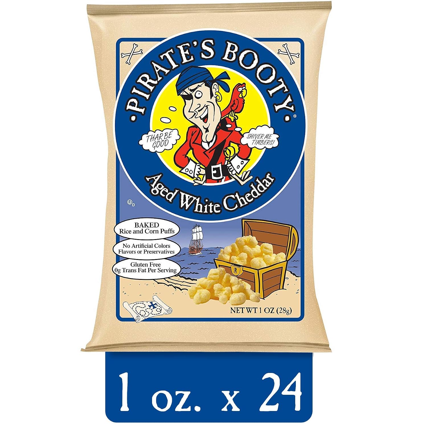 Pirate s Booty Snack Puffs Aged White Cheddar 1 Ounce Pack Of 24 Pirate s Booty Snack Puffs Aged White Cheddar 1 Ounce Pack Of 24