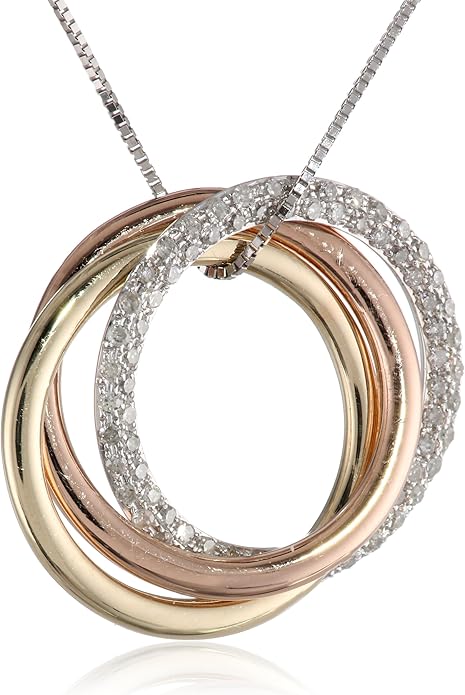Amazon.com: Tri Color Gold Diamond Pendant Necklace: Jewelry