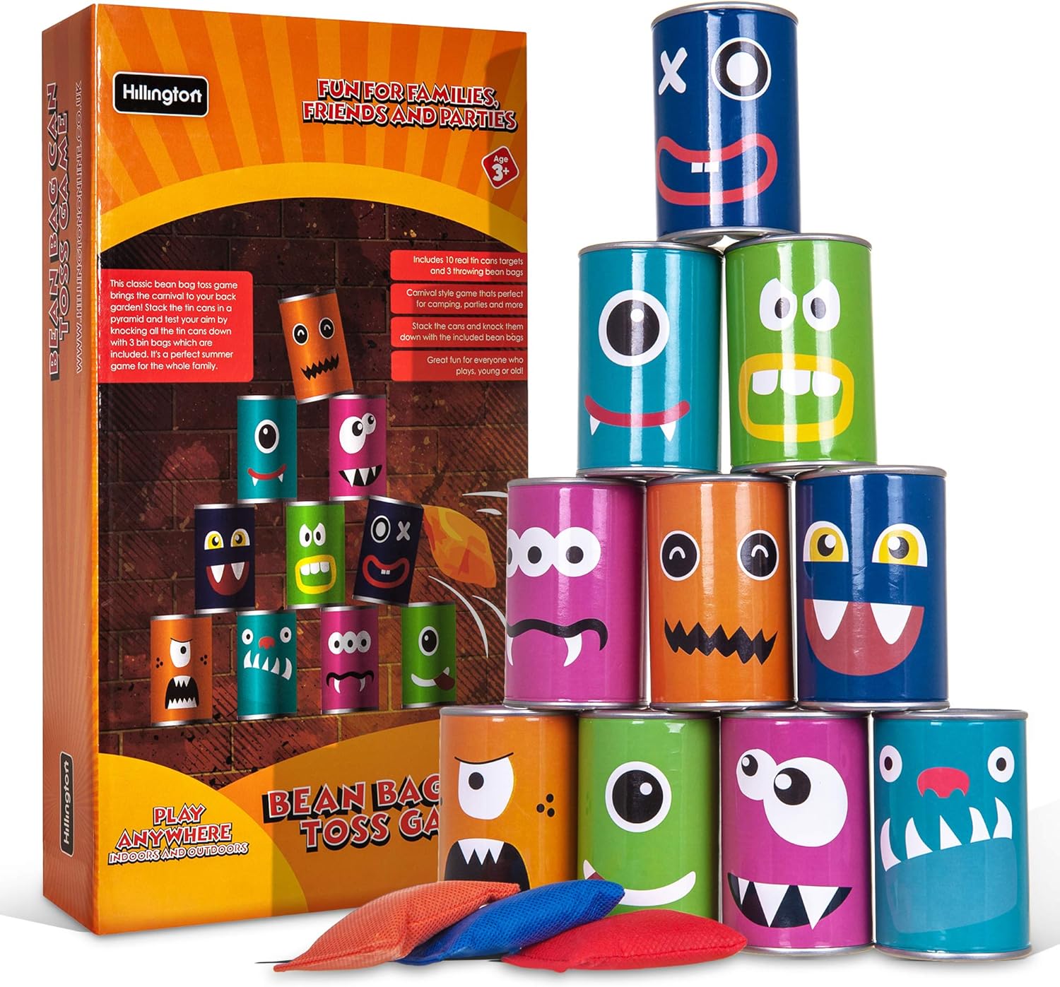 Hillington Bean Bag Can Toss Game with 10 Sealed Cans and 3 Beanbags ...