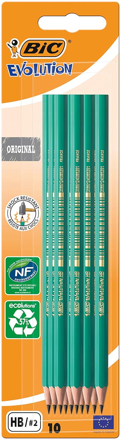 BIC Evolution Original HB Graphite Pencils - Pack of 10: Amazon.co.uk: Office Products