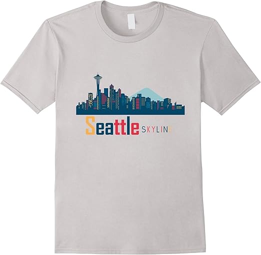 Amazon.com: Seattle Washington Skyline T-Shirt Seattle Pike Place: Clothing