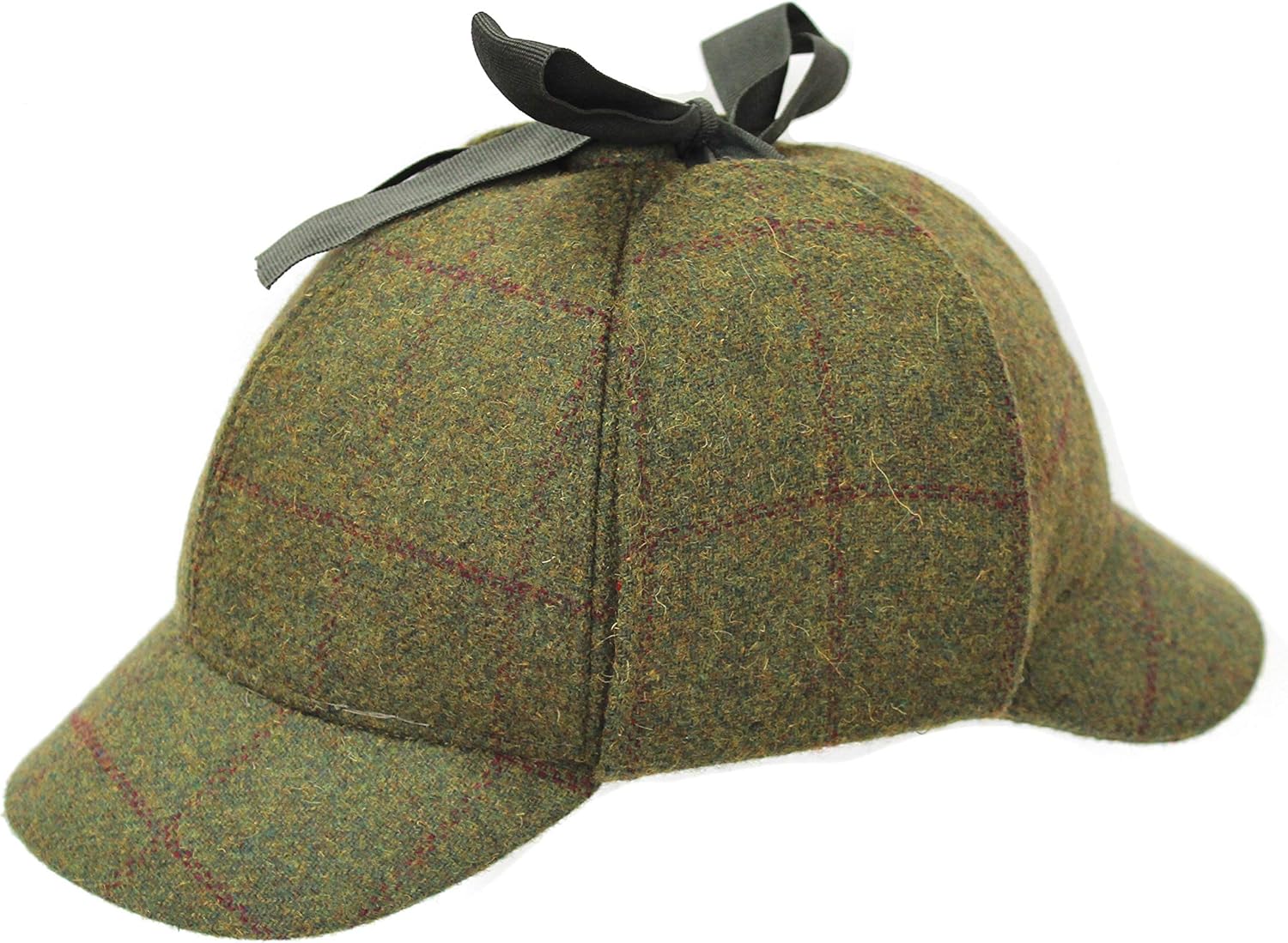 Men's Green Wool Tweed Sherlock Deerstalker Hat GR99: Amazon.co.uk ...