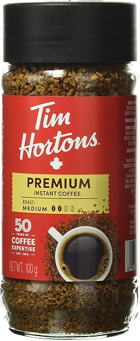 Tim Hortons Medium Roast Instant Coffee, 100% Colombian, 100g Jar ...