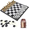 Amazon.com: Peradix Magnetic Chess Checkers Set, Portable Golden ...