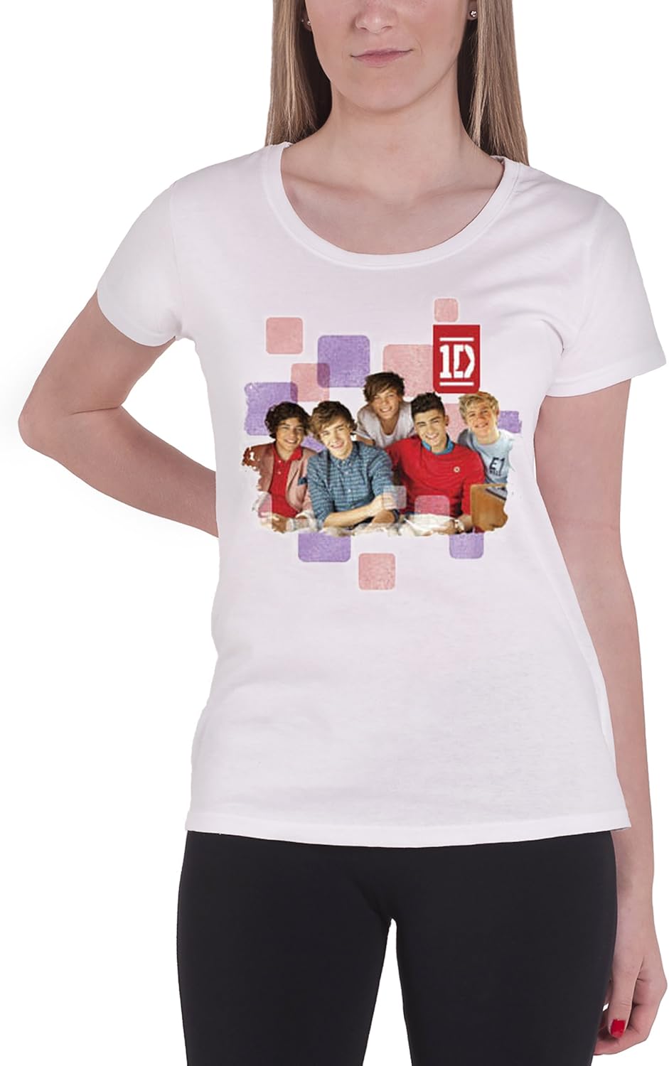 One Direction Women's Squares Group T-Shirt, White, Size 14 (Size:X ...