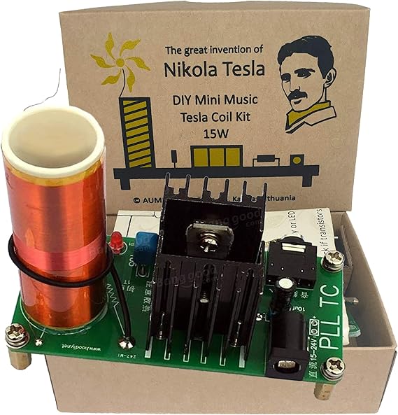 Aumed DIY Mini Music Tesla Coil Kit Vintage Gold Edition 15W: Amazon.co ...