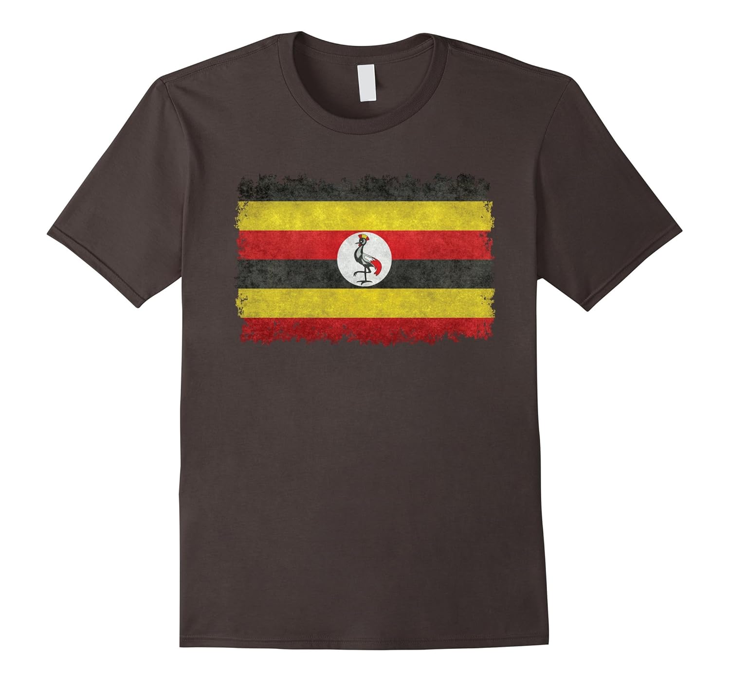 Uganda Flag T-Shirt in Vintage distressed textures and edges-4LVS
