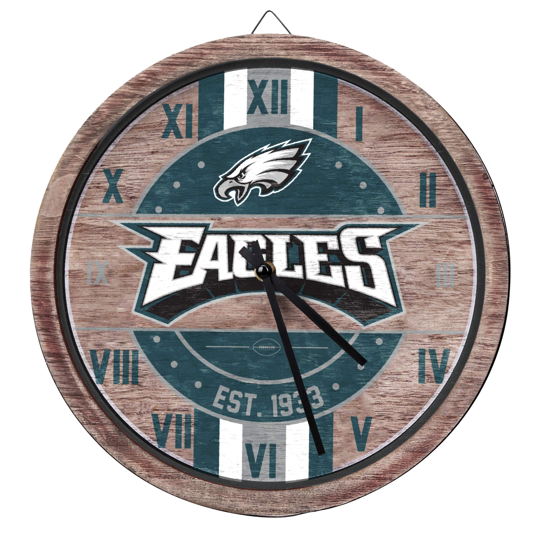FOCO Philadelphia Eagles NFL Barrel Wall Clock, CLCKNFTMESTWL, Multi ...