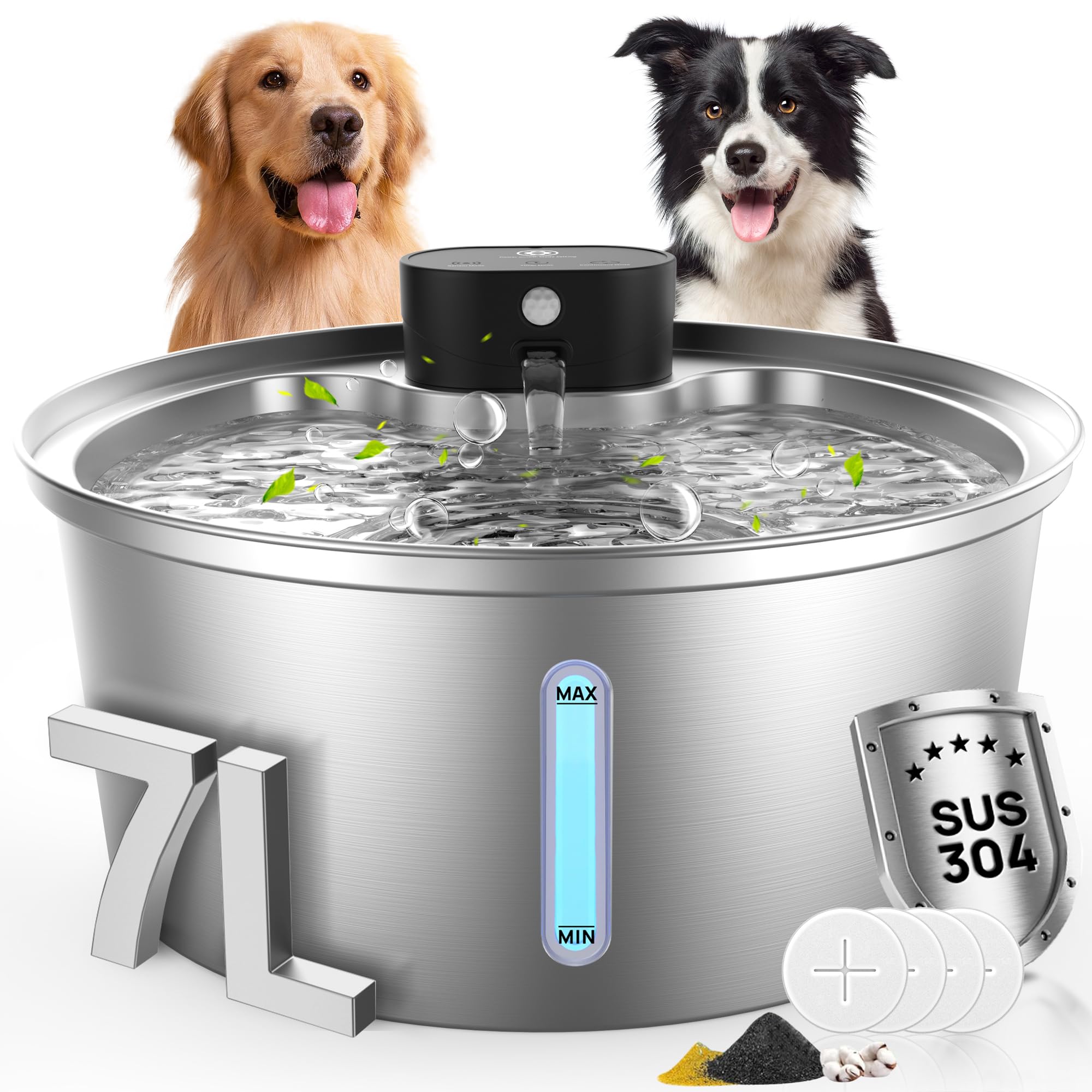 Dog Water Fountain for Large Dogs, 2025 Upgraded Fully Stainless Steel ...