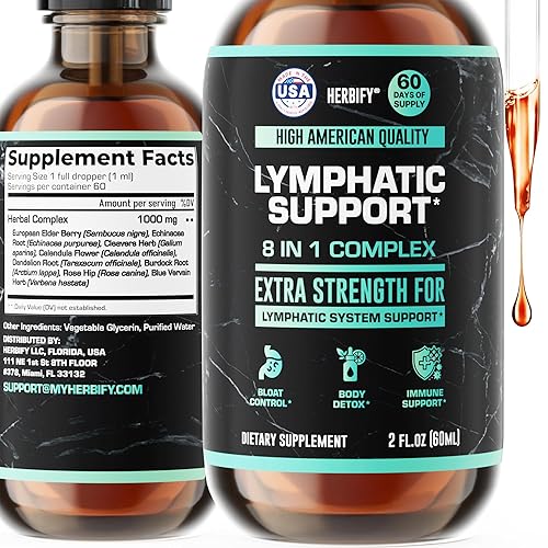 HERBIFY Lymphatic Drainage Drops for Liver Detox & Immune Support ...