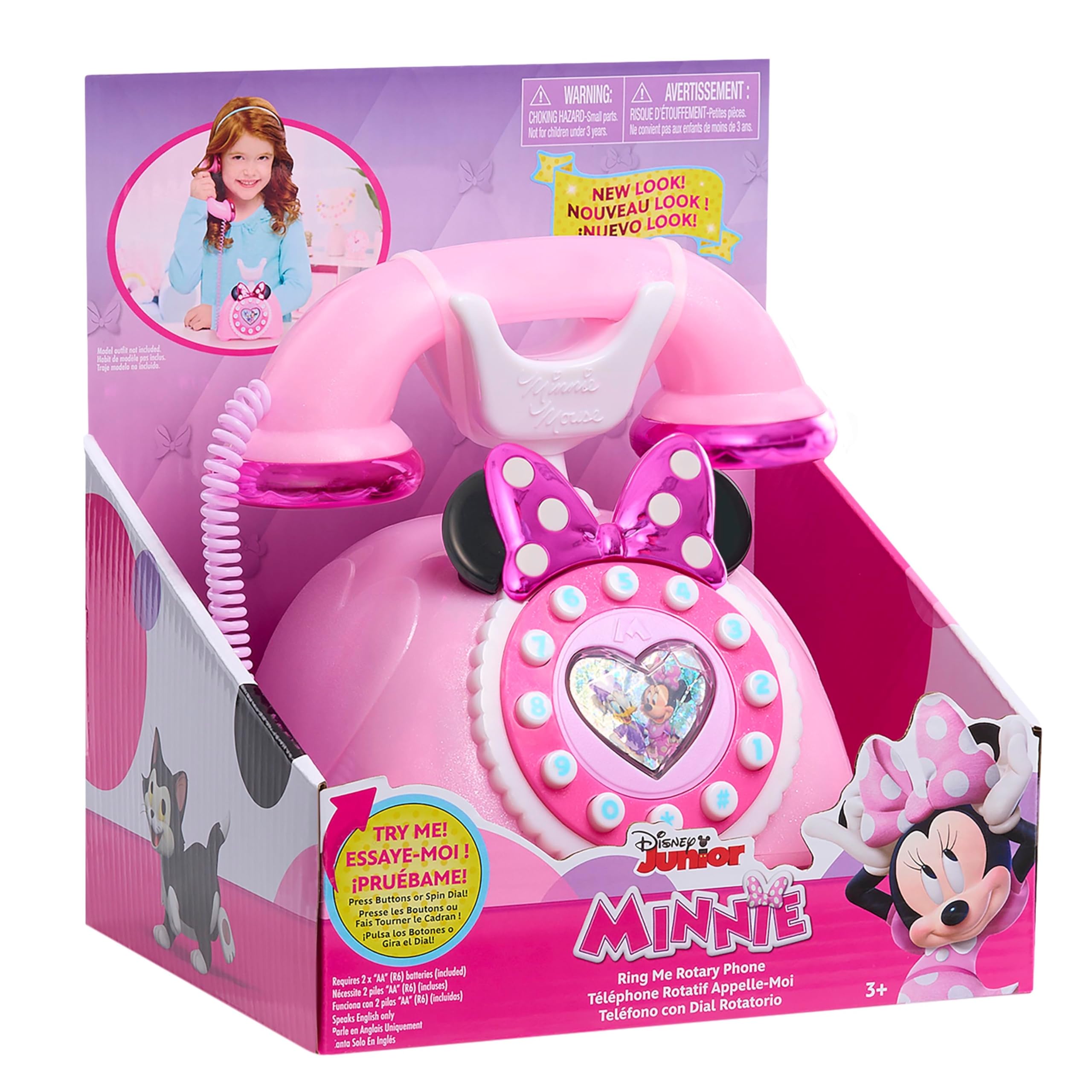 Disney Junior Minnie Mouse Ring Me Rotary Style Phone with Lights and ...