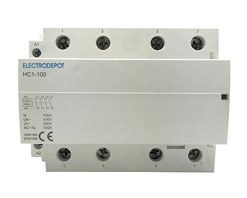 Electrodepot 90 Amp 4 Pole Normally Open IEC 500V Contactor (Slim Model ...