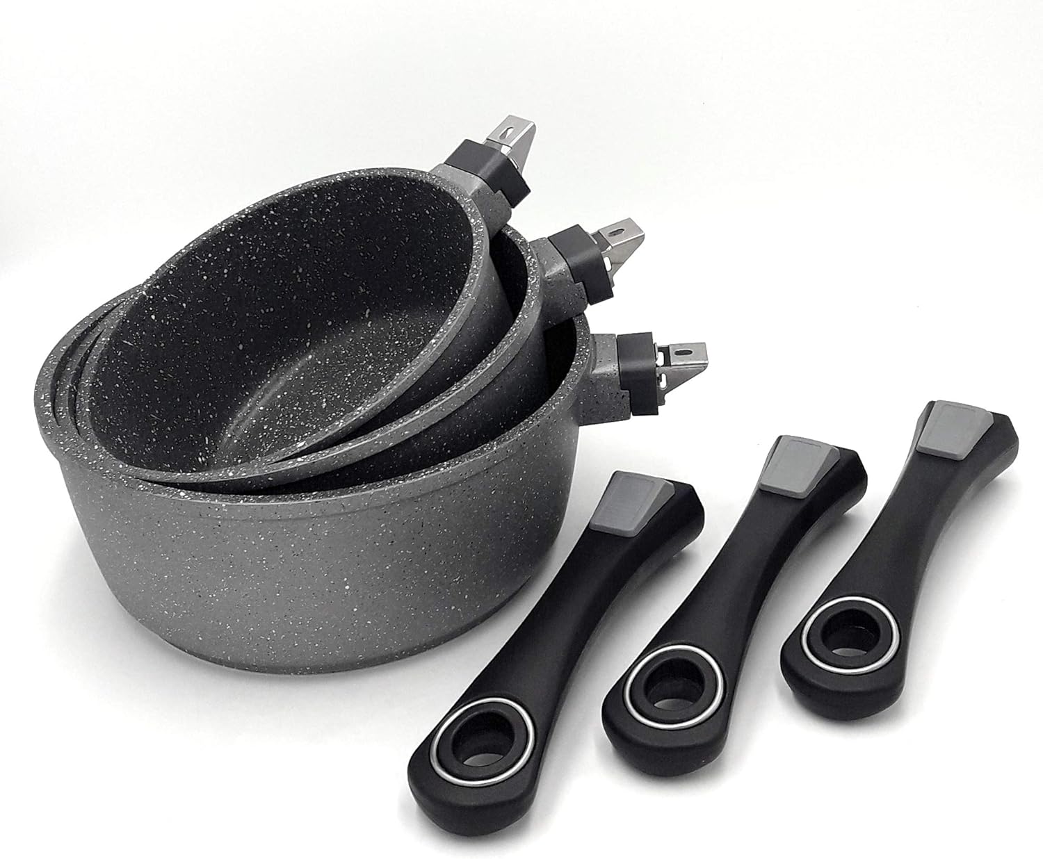 GREBLON Lot de 3 casseroles en Pierre Antiadhésif Haute Qualités avec ...