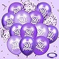 Amazon.com: 80th Birthday Balloons 24Pcs Purple Happy 80th Birthday ...