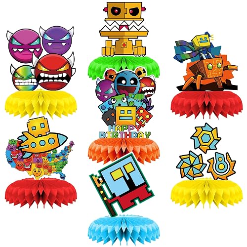 RuVane Geometry Dash Party Decoration, 7 Pcs Geometry Dash Party ...