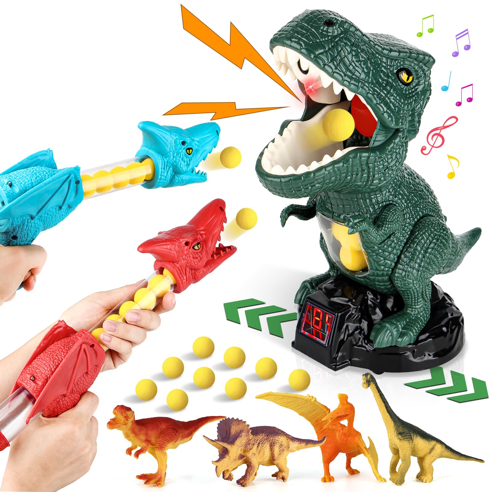 MewVeer Dinosaur Shooting Game, Kids Movable Dinosaurs Toy Shooter with ...