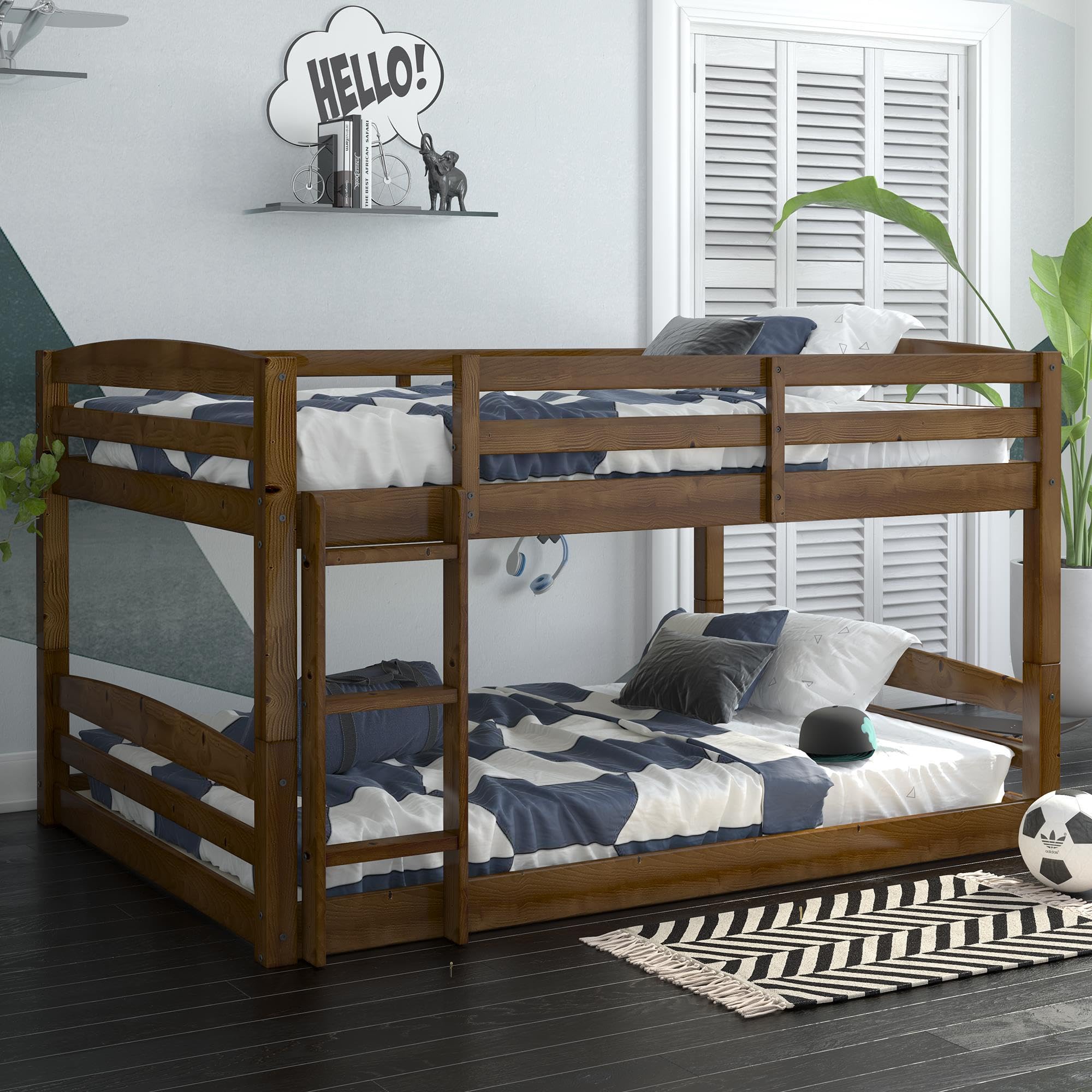 DHP Phoenix Convertible Low Wood Floor Bunk Bed, Stackable and ...