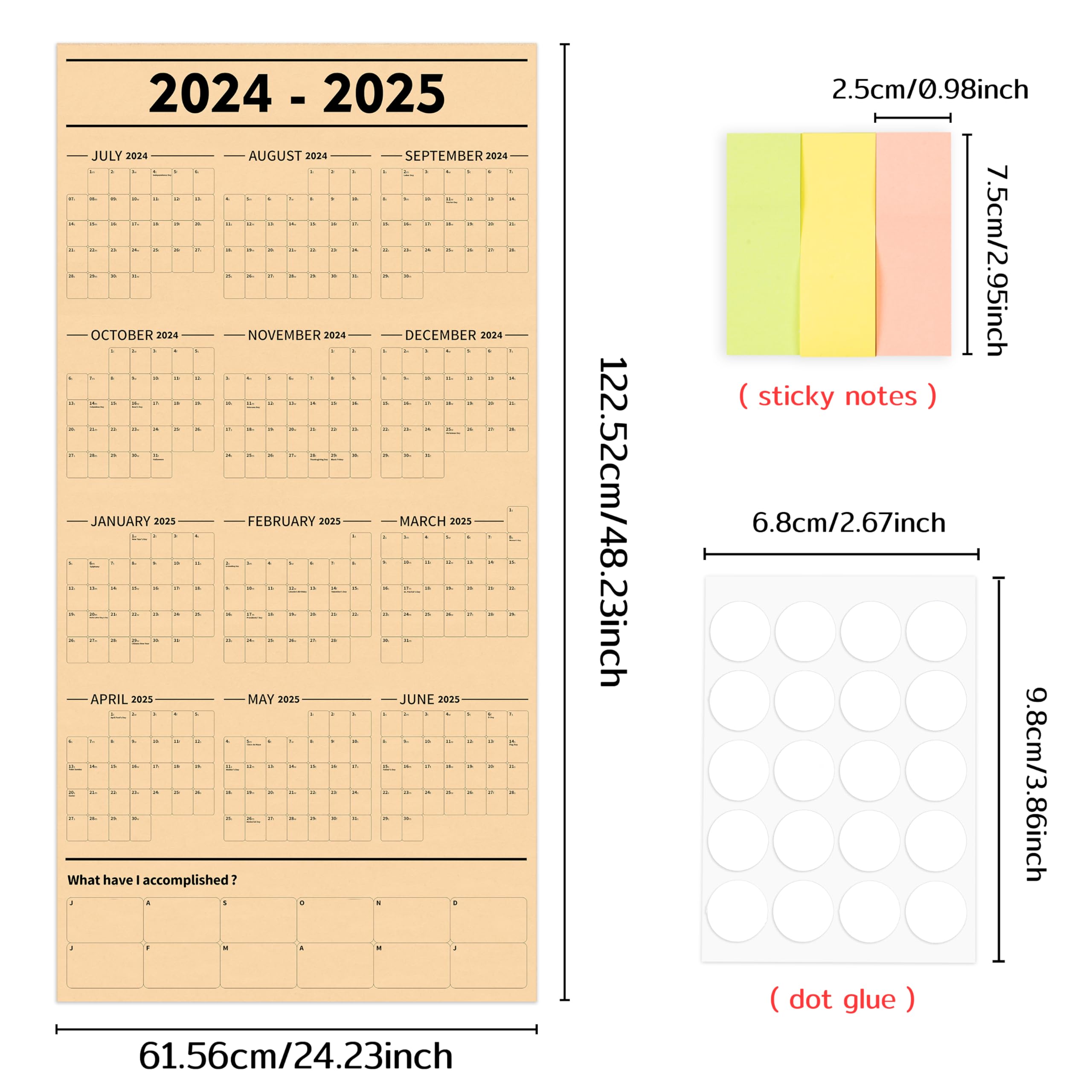 Mua GuassLee Large Yearly Wall Calendar 2024-2025, Full Year Calendar ...