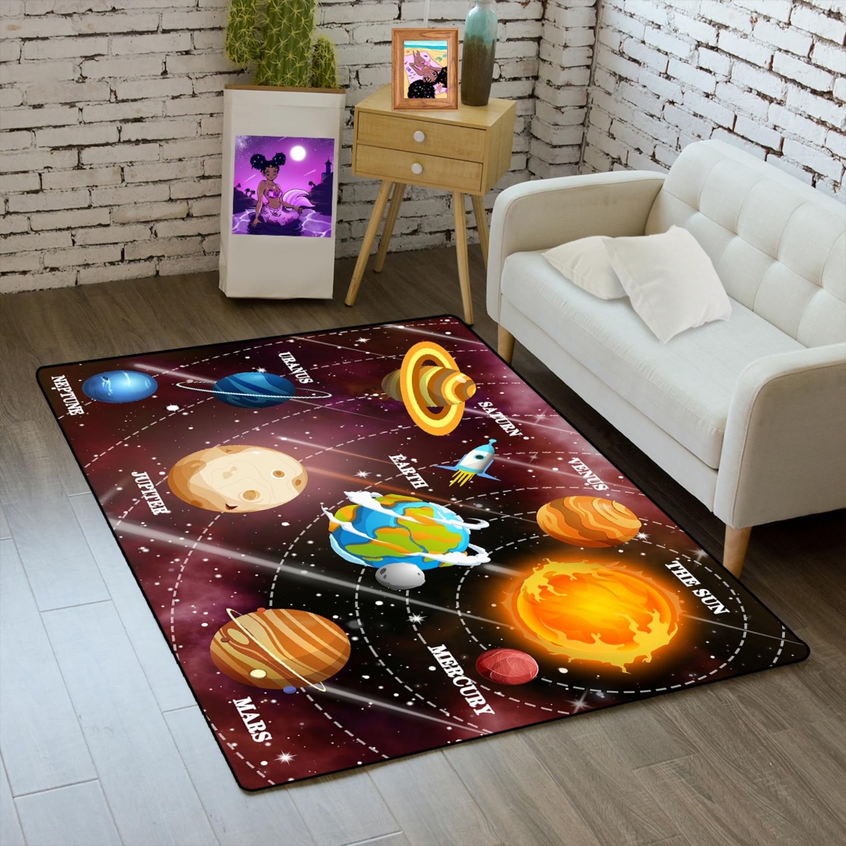 Outer Space Rugs Small Size Universe Solar System Planet Theme Carpets ...