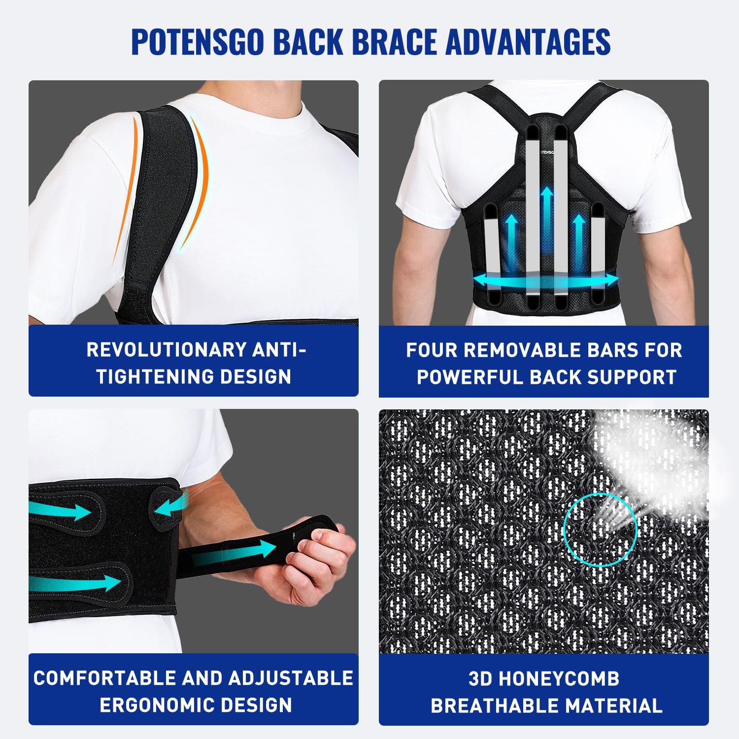 Mua Back Brace Posture Corrector for Men & Women: Adjustable Full Back ...