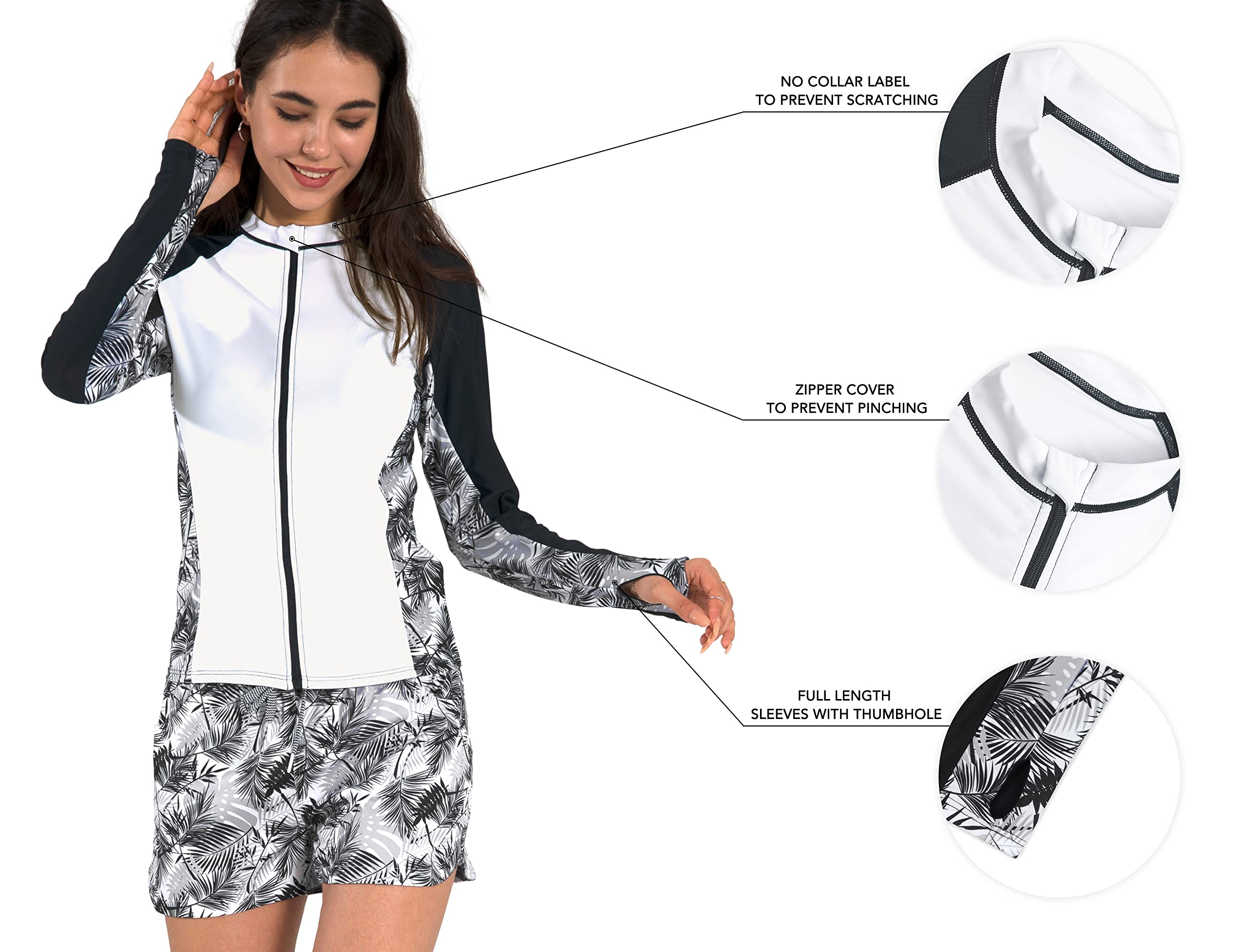 Actleis Women's Long Sleeve Rash Guard UPF 50+ UV Sun Protection Swim ...