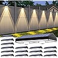Solar Fence Lights ,RGB & Warm White & 6 Colors Bright Lens LED Dusk to Dawn Deck Light, Fence ...