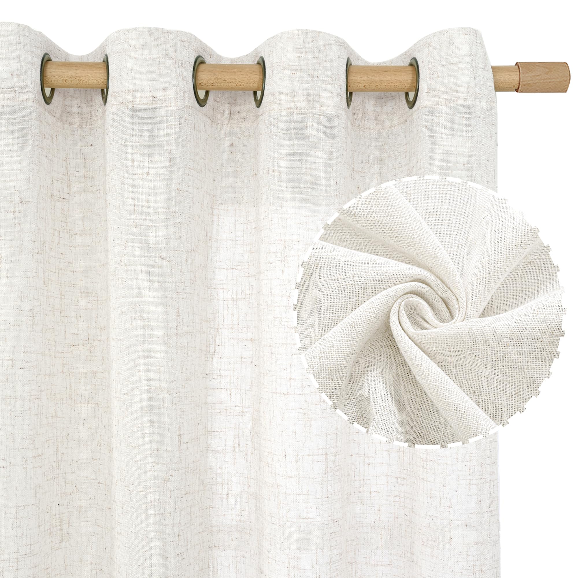 LAMIT Ivory White Linen Sheer Curtains 84 inch for Living Room, Linen ...
