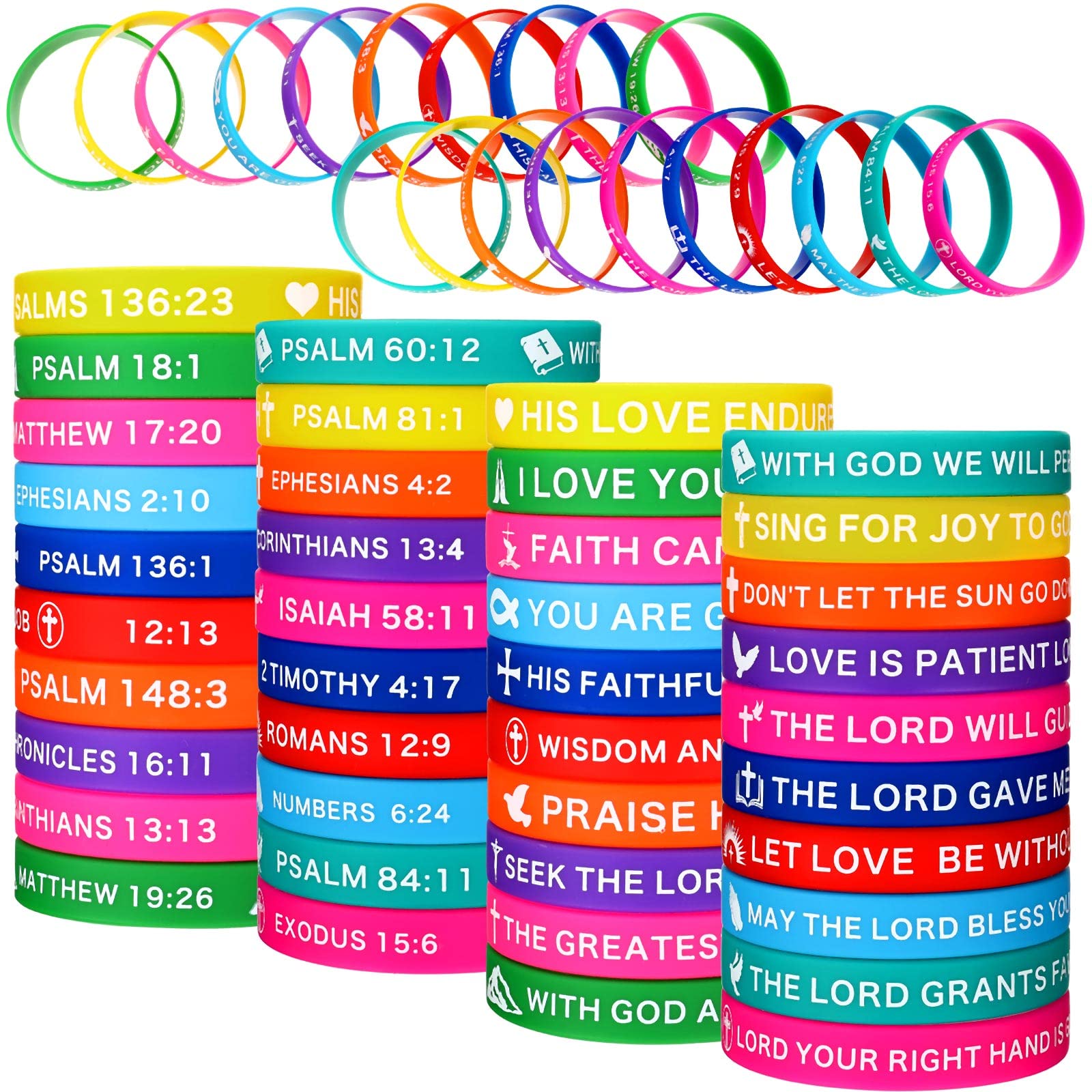 Mua 60 Pieces Religious Silicone Bracelets Rubber Bible Verses ...
