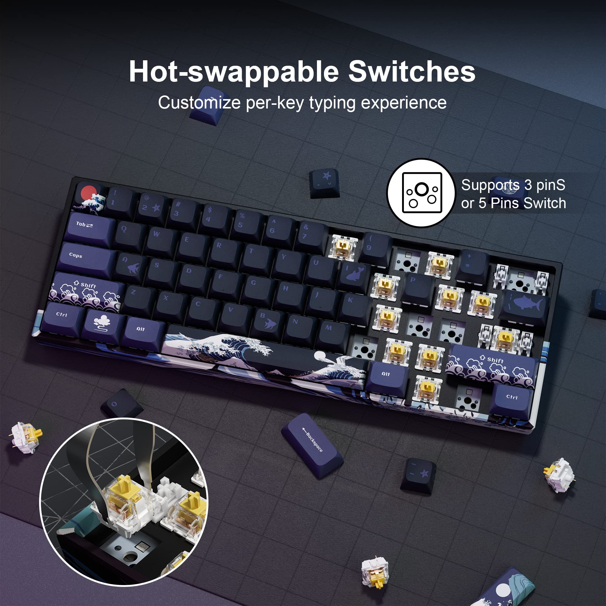 Mua XVX 60% Gaming Keyboard, RGB Wireless Mechanical Keyboard, Mini 60 ...