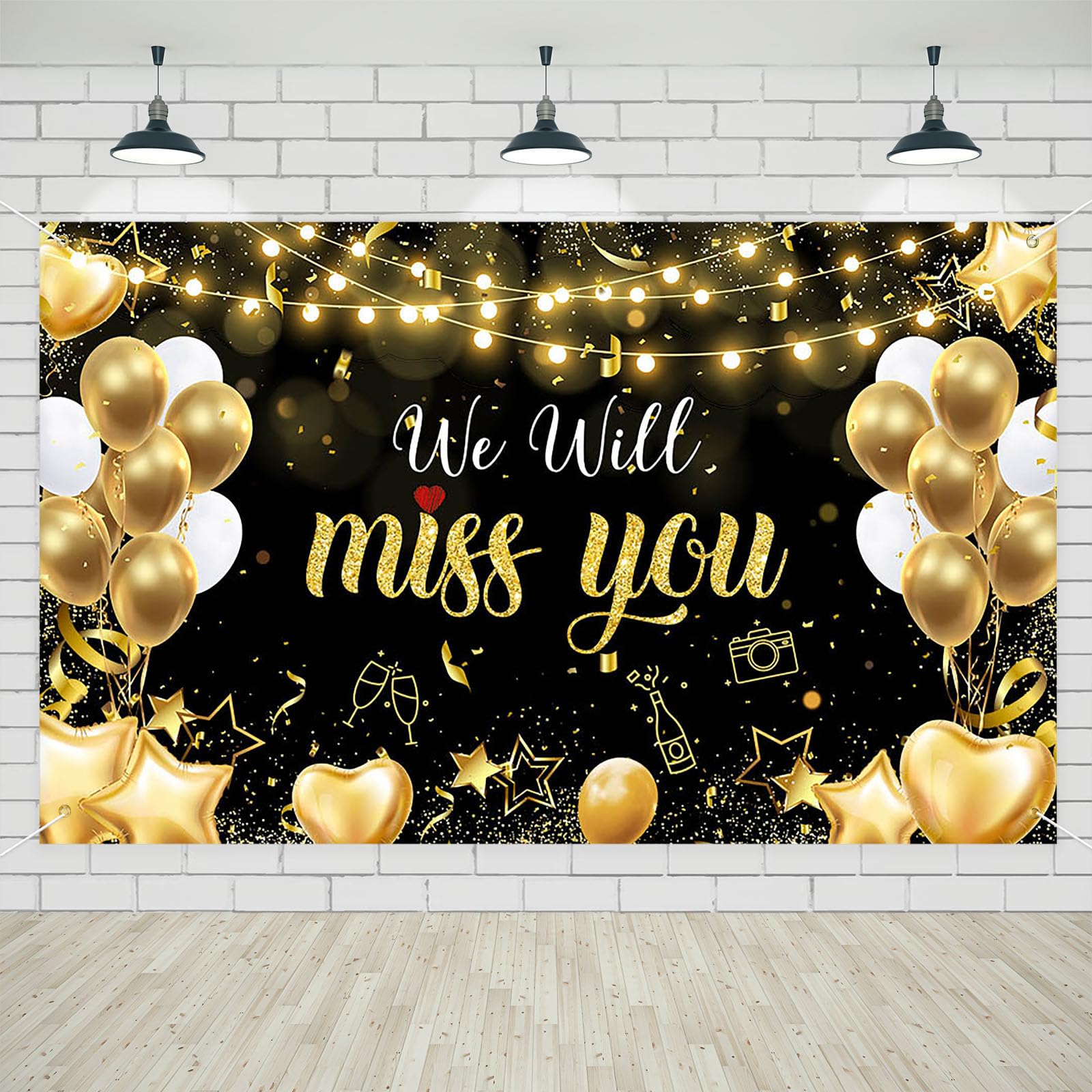 Mua Avezano We Will Miss You Banner Black Gold We Will Miss You Decorations for Farewell ...