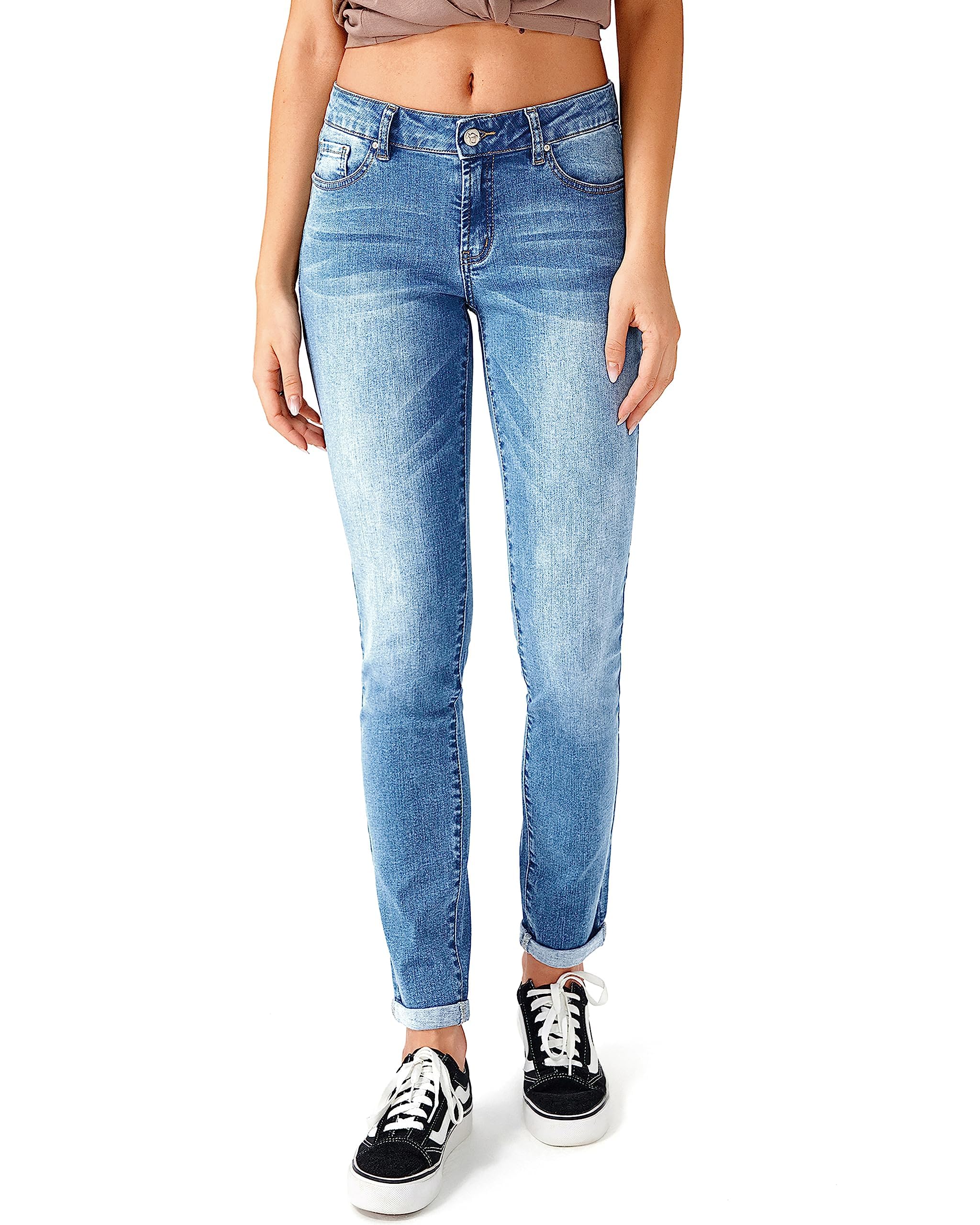 RHODANTHE Women's Ripped Skinny Jeans Stretch Boyfriend Trendy Jean ...