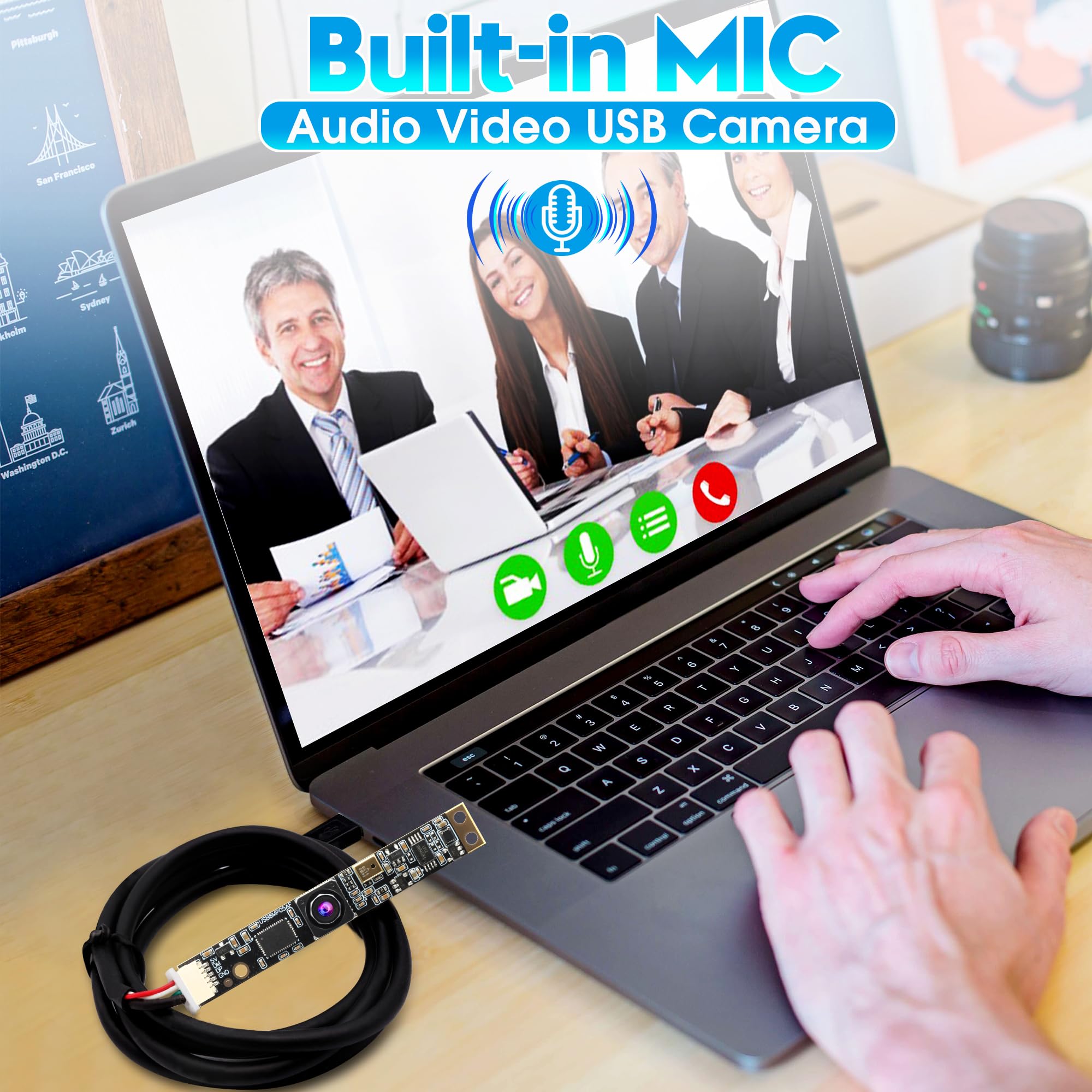 ELP 8mp USB Camera Module With Microphone 4K PC Camera For Computer ...