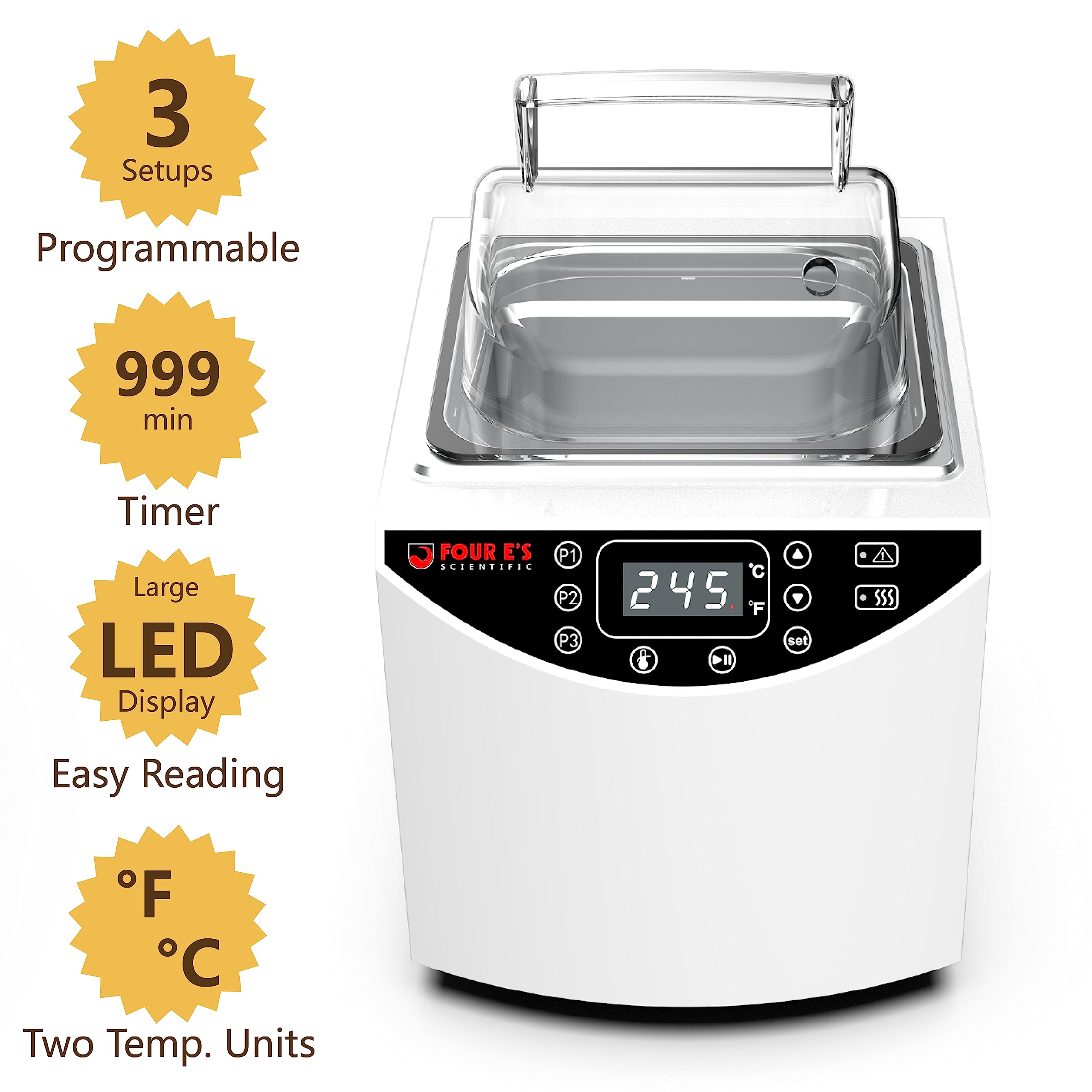 4E's USA Water Bath - Digital 2 Liter Laboratory Electric Water Bath ...