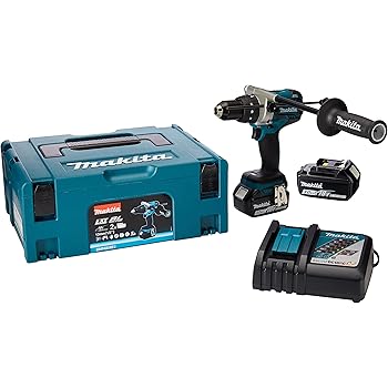 Makita DHP453SYE Combo Rotomartillo Atornillador 1/2" V.V.R, 2 Velocidades 0-400/0-1500 Rpm y ...