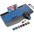 Amazon.com: Wireless Keyboard and Mouse Backlits, Wrist Rest, LED Mouse ...